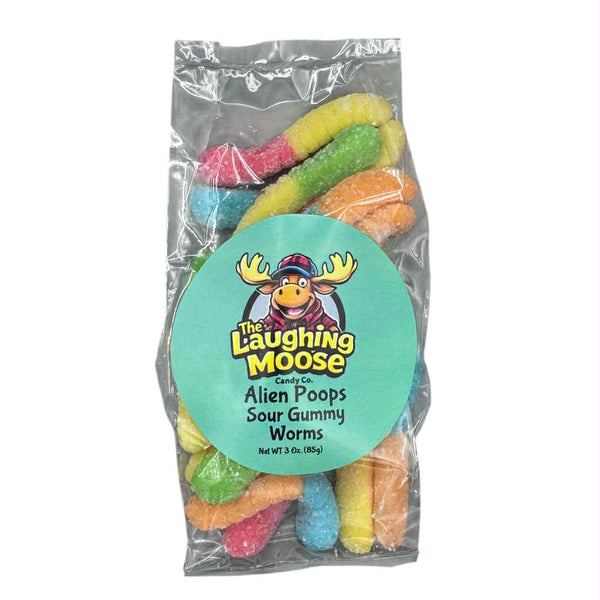 3 Oz Alien Poops Sour Gummy Worms – Laughing Moose Candy Co.